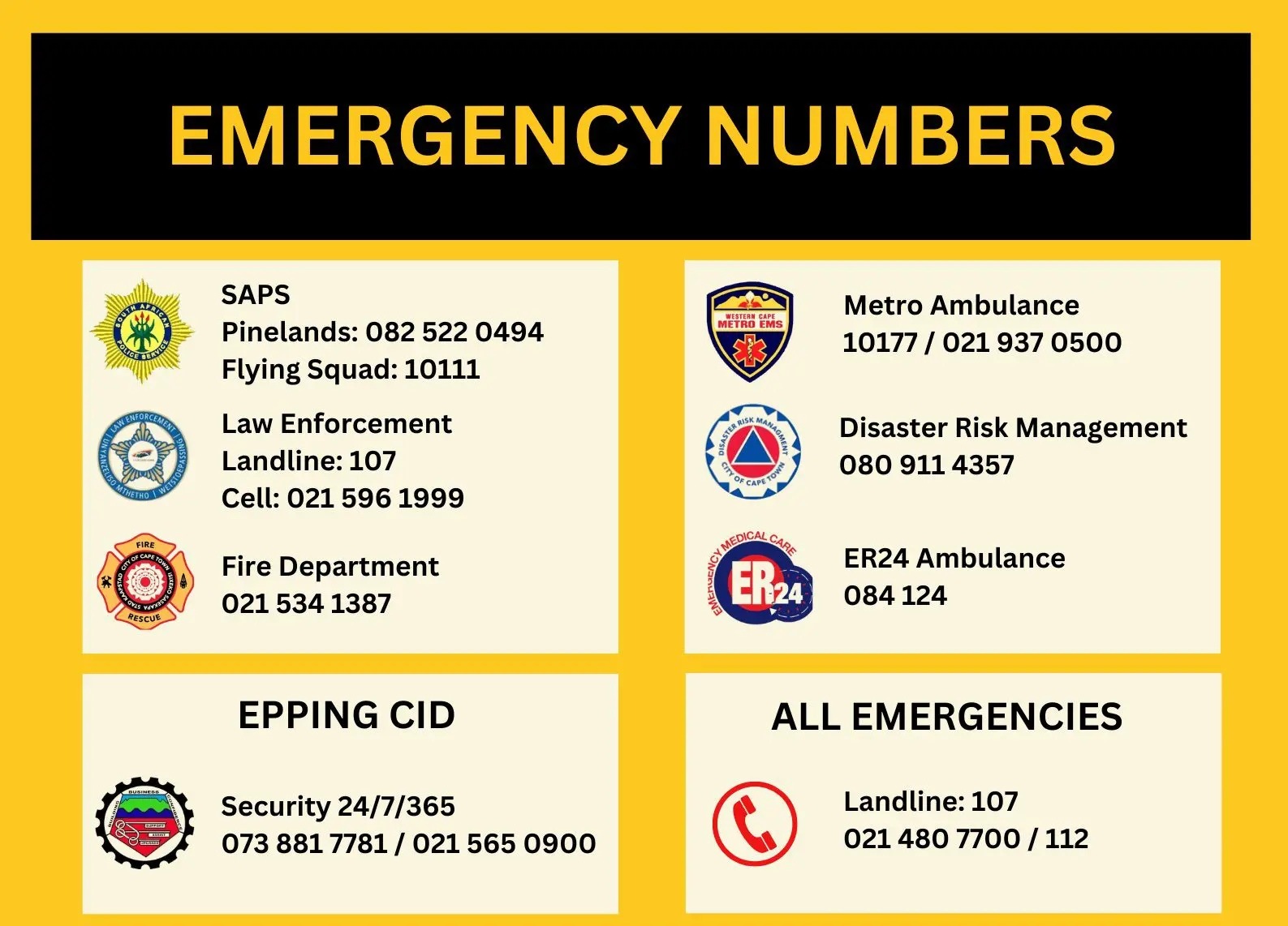 Emergency contact numbers for Epping Industria in Cape Town ...